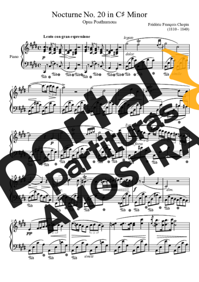 Nocturne No. 20 In C Minor - Chopin - Partitura para Piano