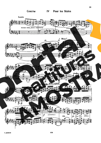 Etude IV (Pour Les Sixtes) - Claude Debussy - Partitura para Piano