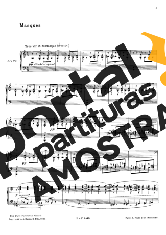 Masques - Claude Debussy - Partitura para Piano