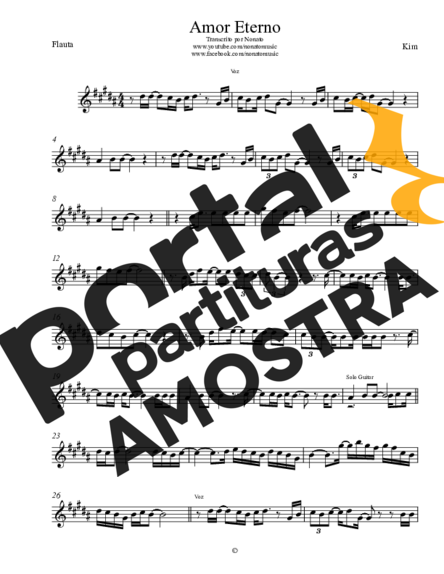 O Amor Eterno - Kim - Partitura para Flauta Transversal O Amor Eterno - Kim - Partitura para Flauta Transversal